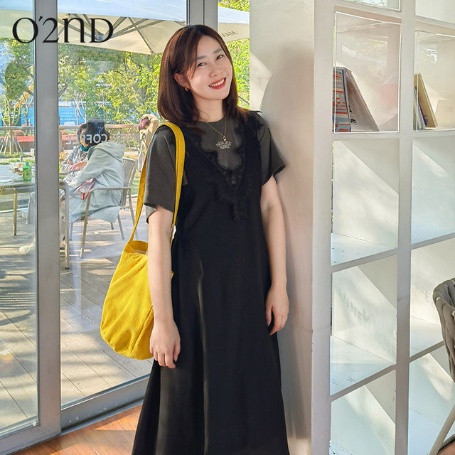 O'2nd/Aokou 24 summer new fashion casual lace stitching fake fake two ...