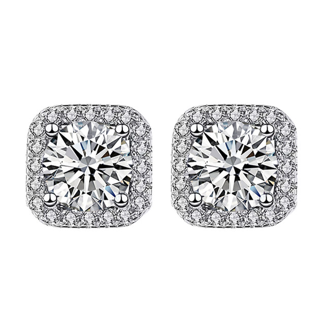 Square Mosangstone earrings advanced sensor ear jewelry 925 silver ...