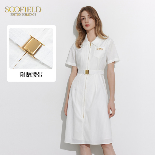 Scofield Women's White Short Sleeve Elegant Commuting Workwear Skirt ...