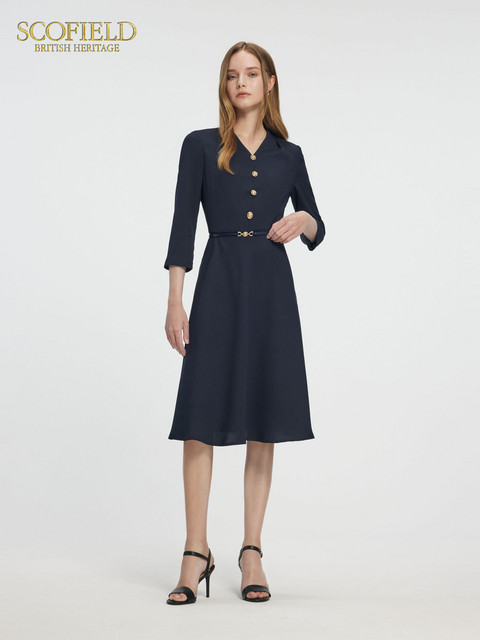 Scofield women's clothing quiet luxury style seven-point sleeve V Neck ...