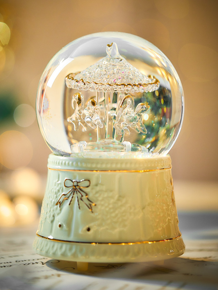 Time's Baby Crystal Ball Music Box - Rotating Snowflake Bluetooth Speaker
