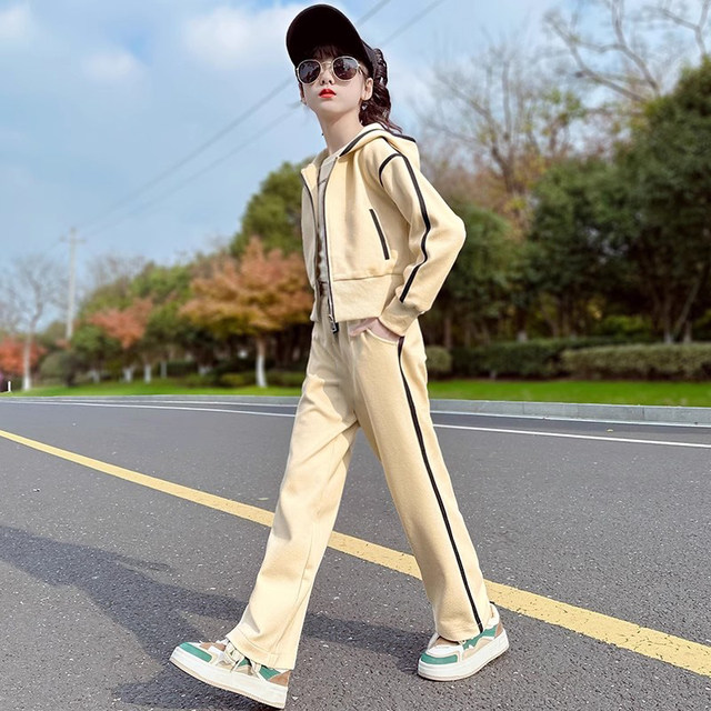 Girls Spring and Autumn Sports Suit 2024 New Big Children's Clothing ...