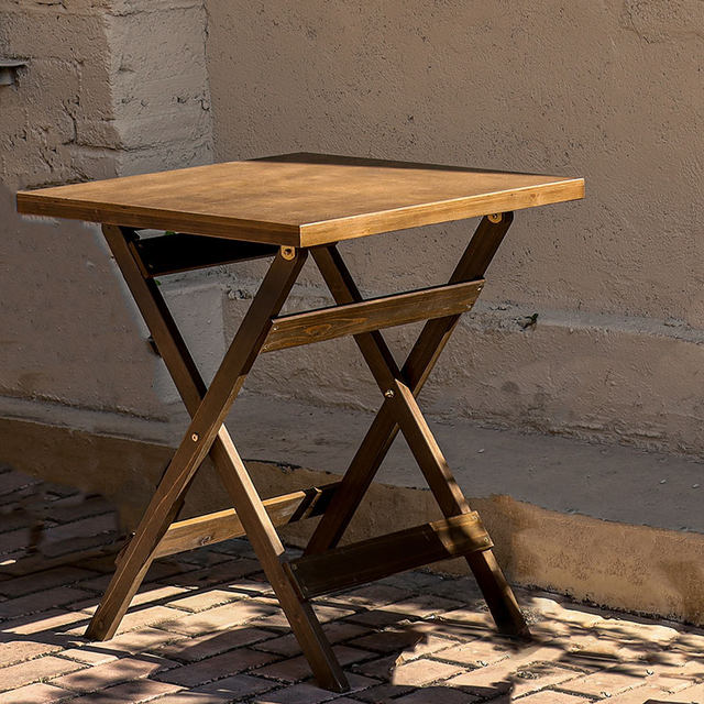 Simple retro foldable table and chairs multi-layer solid wood board ...