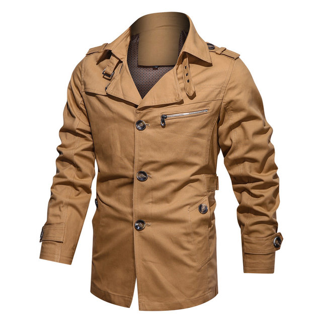 Men's mid-length jacket trendy Korean style 2024 autumn and winter new ...