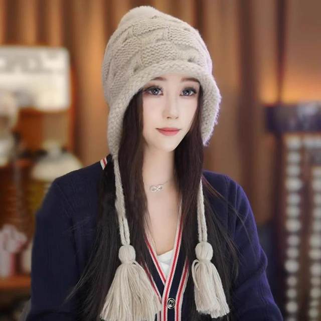 2024 new original handmade knitted wool hats Female ethnic wind wheat ...