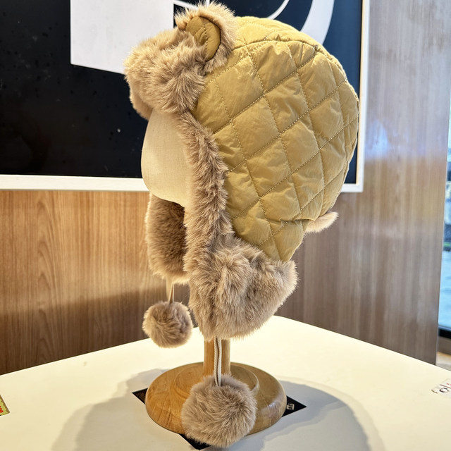 Stitched plush lob strap Lei Feng hat for women in autumn and winter ...