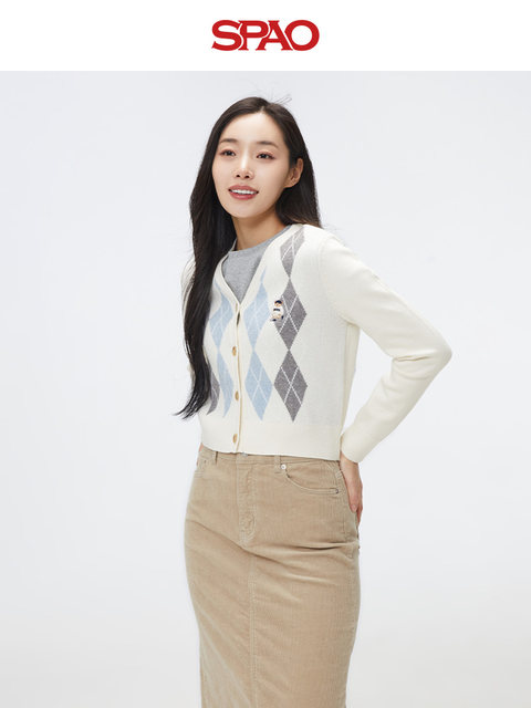 SPAO Korean Spring Spring Spring 2025 New Product Woodie Woodie Ms. Long -sleeved sweater SPCKF12G61