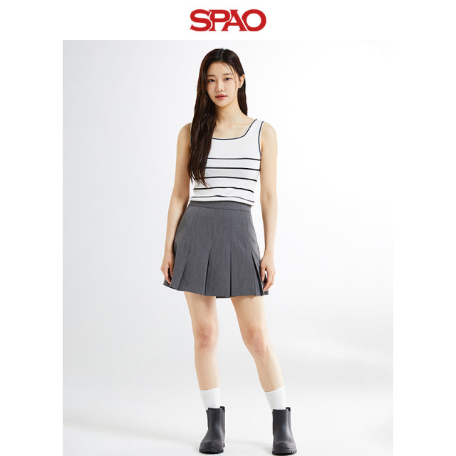 SPAO Korea's same style 2024 summer new women's fashion round neck sleeveless sweater vest ...