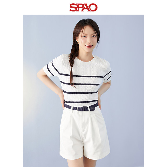 SPAO Korea's same style 2024 summer new women's simple solid color shorts and casual pants ...