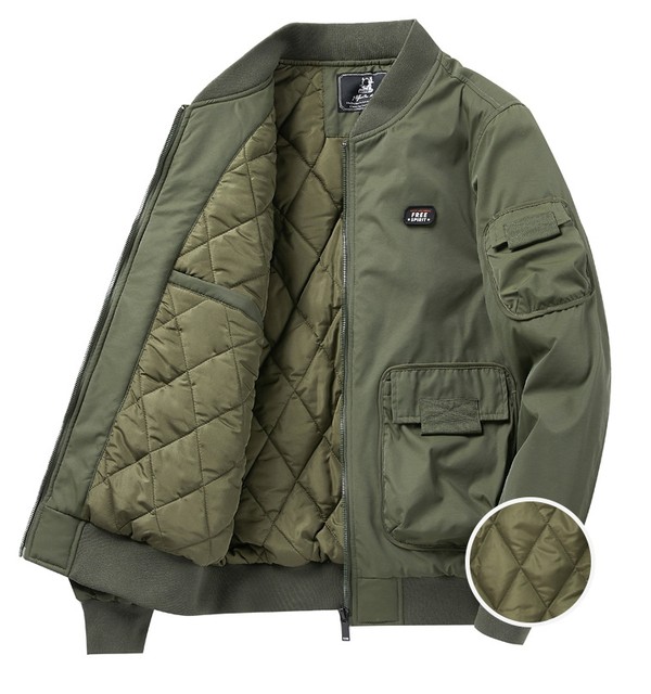 Fall and winter Men pilot jacket multi-pocket parka thickened cotton ...
