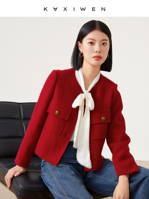 Jason Wen's double-sided wool jacket 2024 new small fragrance style 100 ...