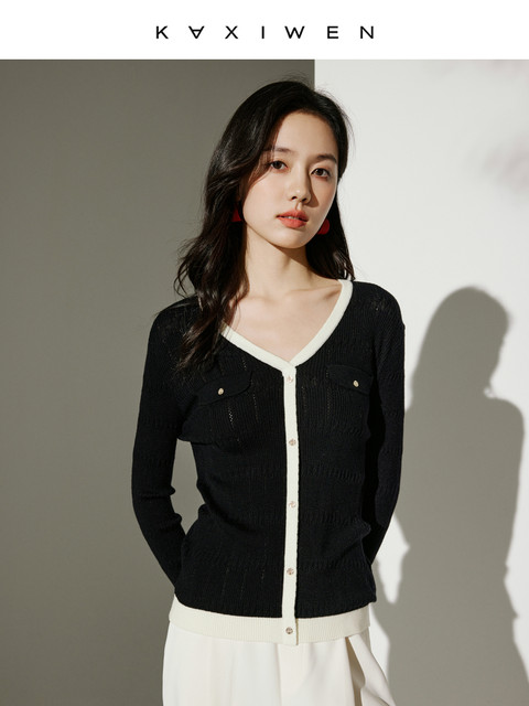 Jason Wen sweater for women 2024 spring new style slim fit v-neck ...