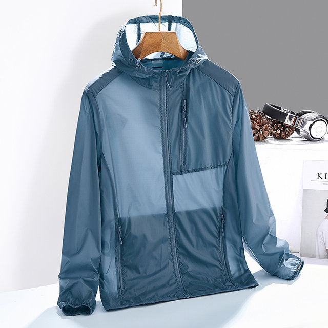 Sun protection clothing men's summer ultra-thin ice silk jacket multi ...