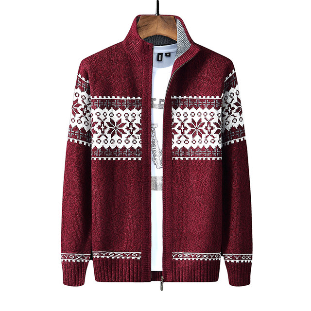Sweater jacket Men's autumn and winter casual contrasting Christmas ...