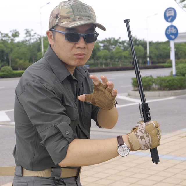 Automatic solid gentry shrinking stick spring three-section throwing ...