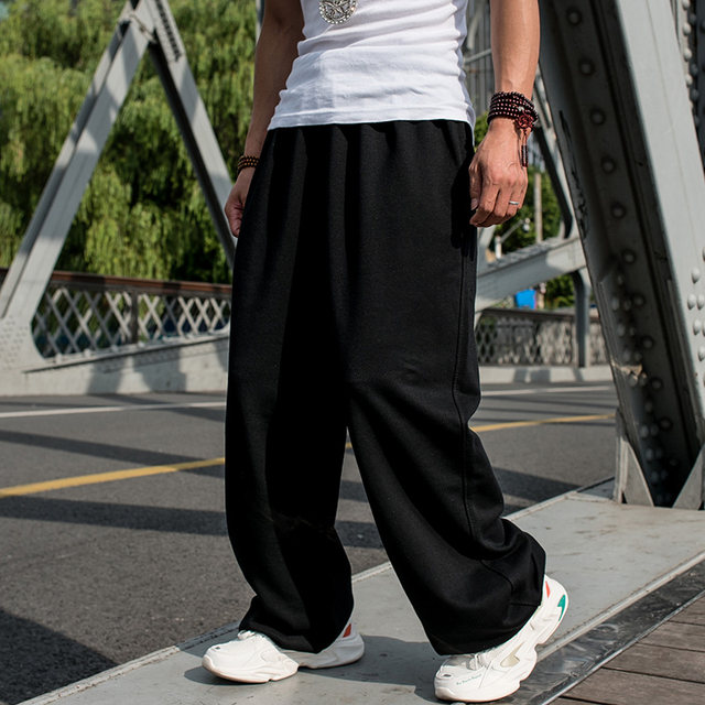 Trendy fat man HIPHOP sweatpants men's drapey wide-leg trousers ...
