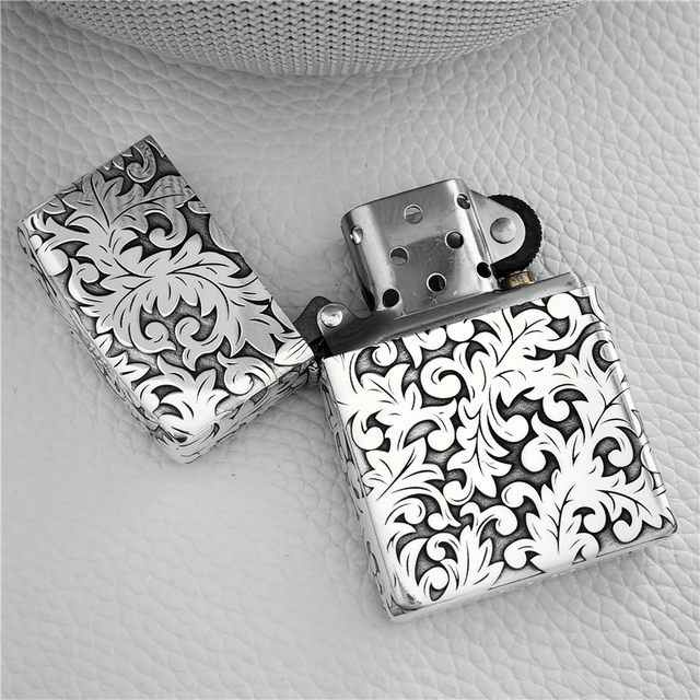zippo genuine lighter sterling silver Tang grassland installed genuine ...