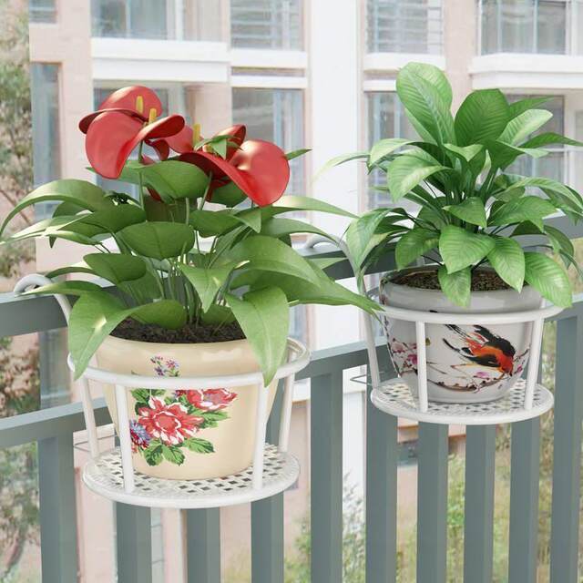 Balcony hanging flower rack iron railing guardrail windowsill green ivy ...