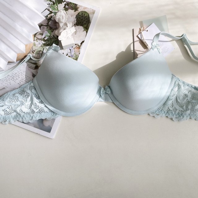 Yue Xin Marshmallow Girl Sweet and Cute Memory Ring Glossy Underwear Bra Women's Small Breasts ...