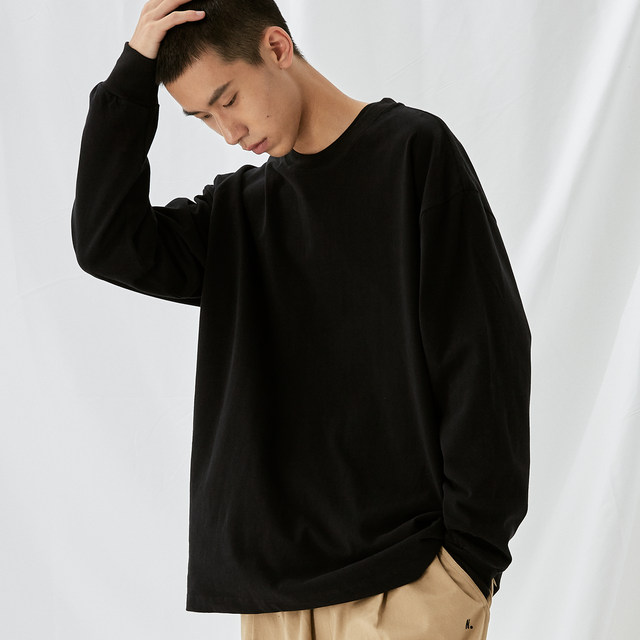 NORYBRAND Heavy Velvet Feeling Comfortable 260G Round Neck Long Sleeve Bottoming T-Shirt ...