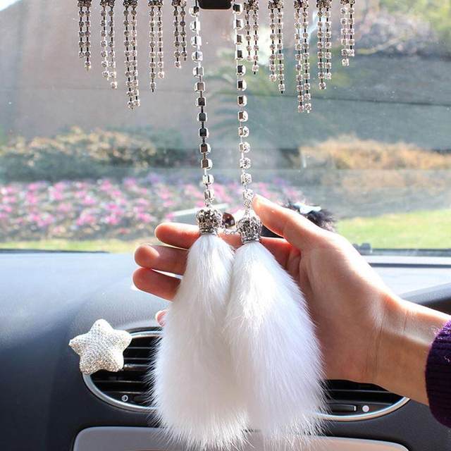 High -grade fox wool car pendant mink hair rear view mirror is ...