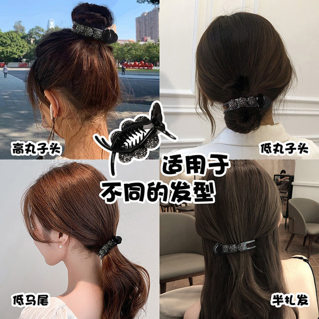 Fully diamond bun grabbing female head back hair clip internet ...
