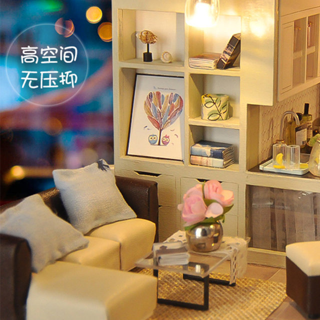 diy handmade cabin simulation attic assembled model house house toy ...