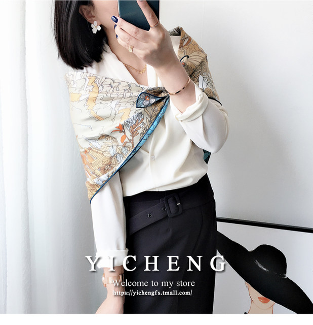 Elegant Chinese style double-sided two-color silk twill large square ...