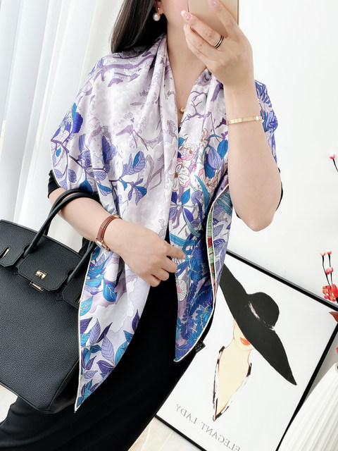 Double -sided satin silk large scarf high -end gift mulberry silk silk ...