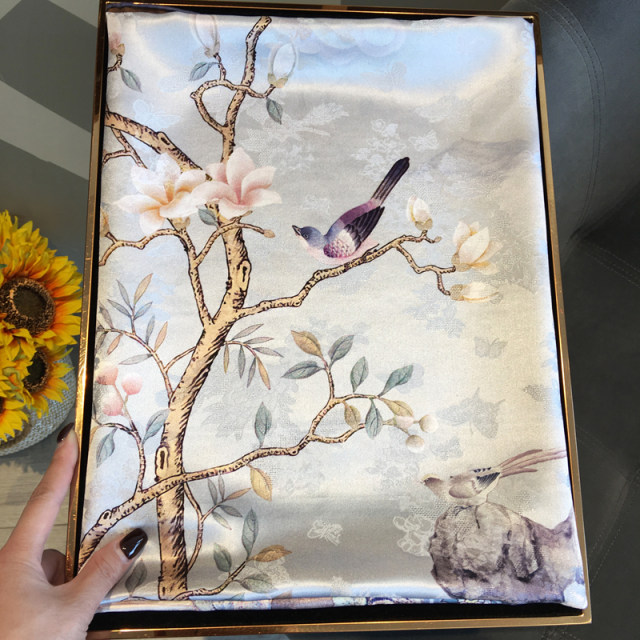 Double-sided, two-color satin silk scarf, high-end gift gift silk scarf ...