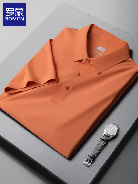 Romon high elastic ice silk short-sleeved POLO shirt men's 2025 summer ...