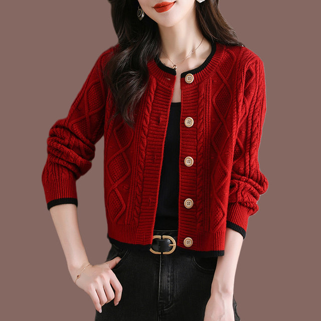 High-end cashmere sweater knitted cardigan for small women with shawl ...