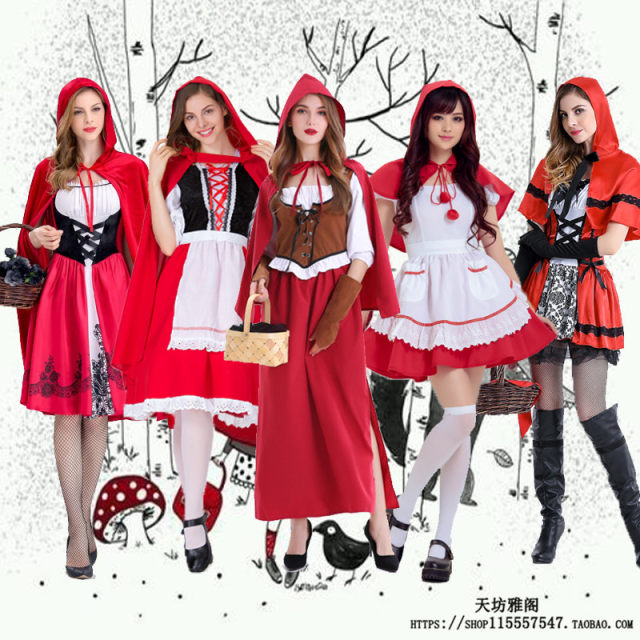 Halloween stage performance clothing Green Fairy Tale Little Red Hat ...