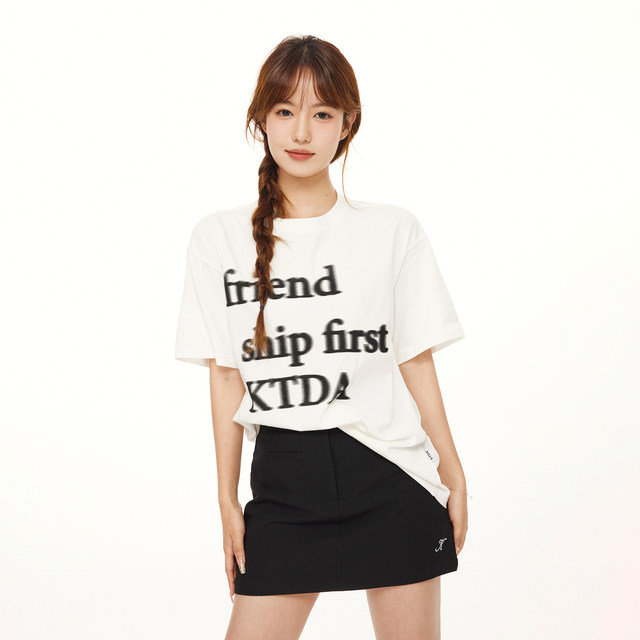 Ktda New Phantom Slogan Short Sleeved Basic Printing Loose Round Neck Short Men And Women Couple