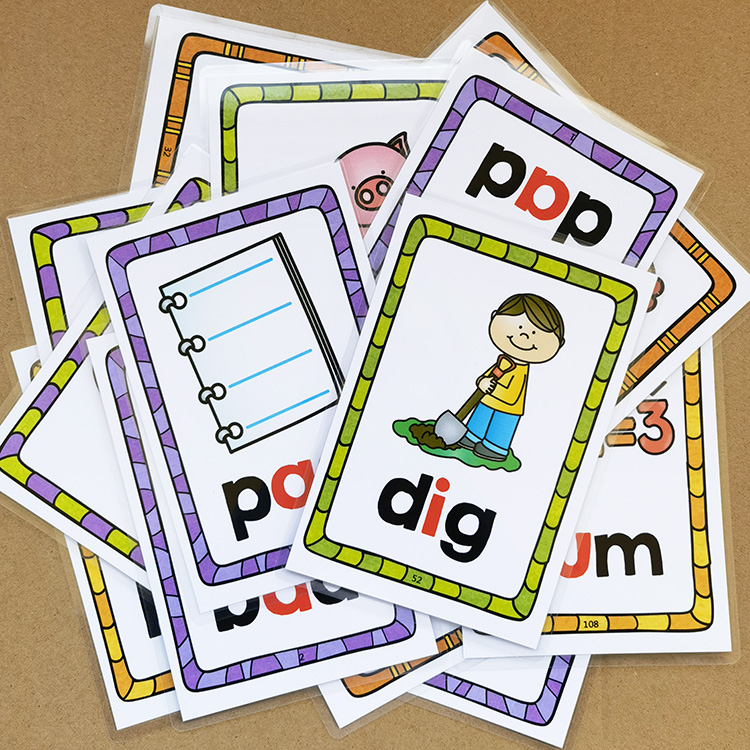 CVC Word Family Flash Cards - English Spelling for Kids