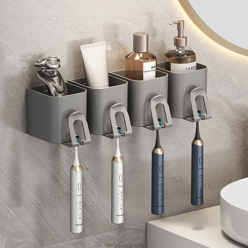 Gun Gray Toothbrush Storage Rack No Punching Bathroom Electric ...