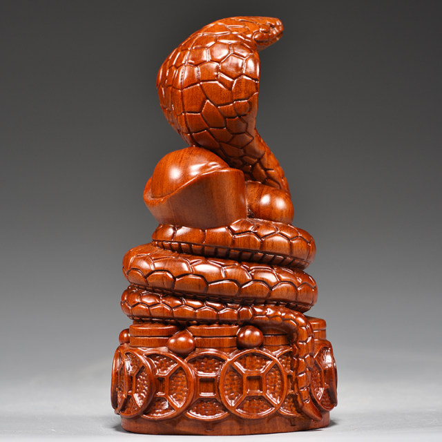 Rosewood snake ornaments, solid wood carvings, twelve zodiac animals ...
