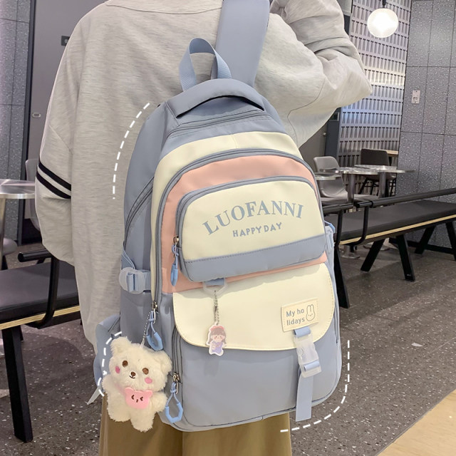 Wide strap schoolbag female junior high school student large capacity ...