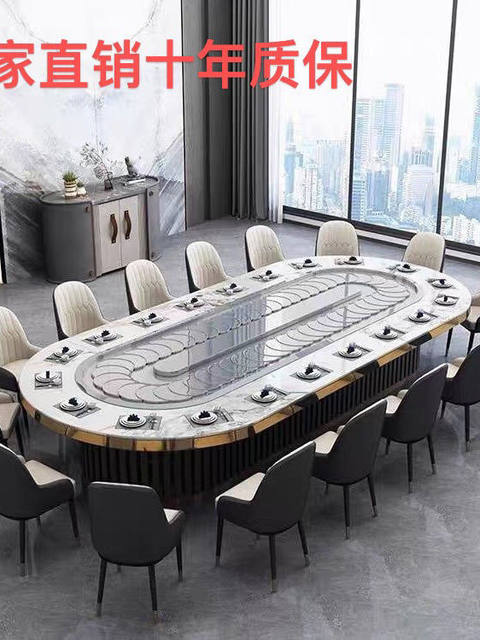Oval electric dining table rectangular swivel hotel table rotating ...
