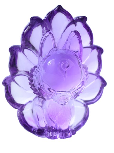 Natural amethyst nine -tailed fox pendant hand -carved original fox ...
