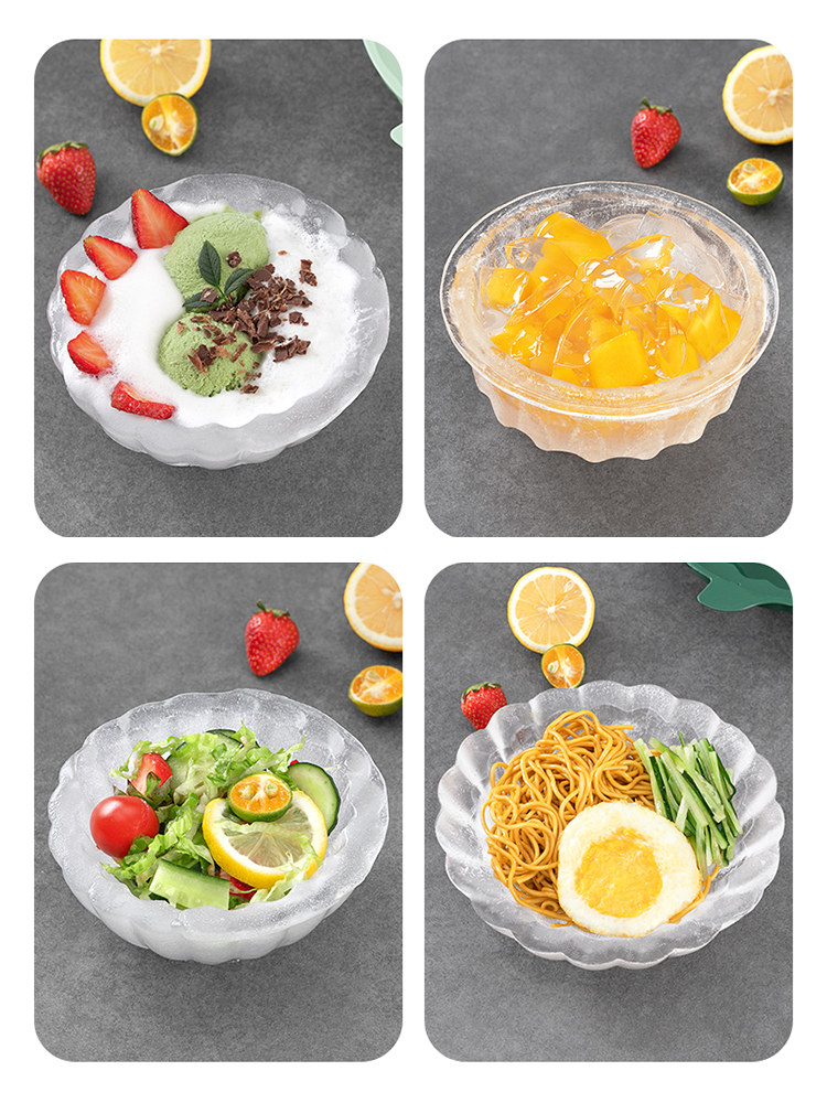 Cozy Ice Bowl Mold - Round Plastic DIY Fruit & Sashimi Serving Bowl