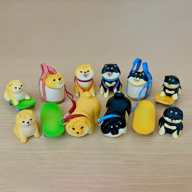 Japanese genuine STASTO Shiba Inu gashapon that doesn’t want to go home, black Shiba Corgi ...