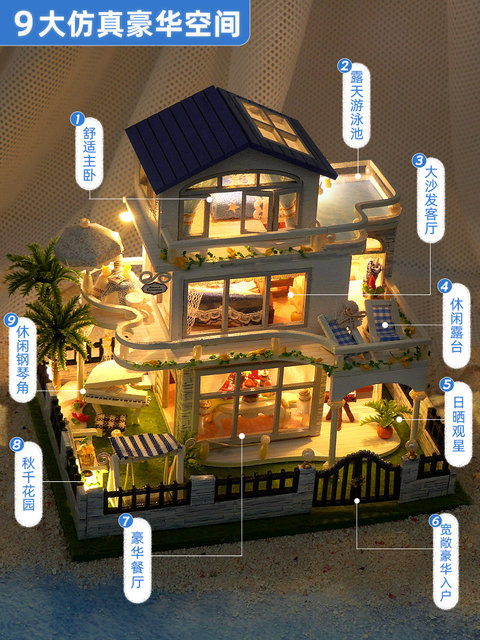 Zhizhijiangdiy hut handmade small house villa super world miniature ...