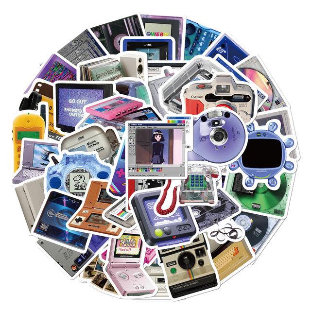 50 retro equipment stickers simple laptop hand ledger mobile phone case ...