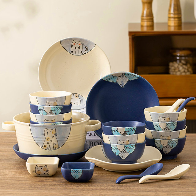 Underglaze color cute tableware and dishes set household Japanese ...