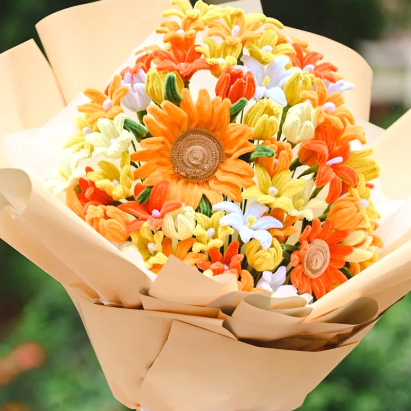 Encrypted Twist Stick Bouquet Material Package DIY Tulip Sunflower Lily ...