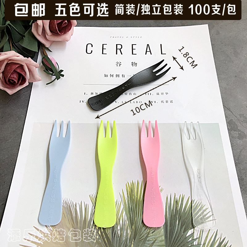 Cake fork disposable dessert spoon plastic separately packaged fruit ...