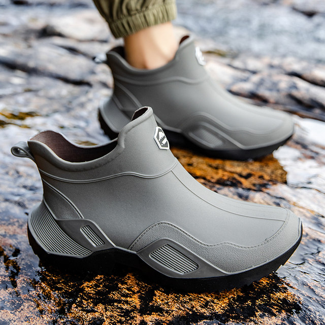 New fixed cotton rain shoes short tube male adult waterproof shoes ...