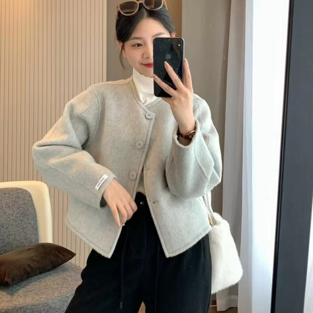 Double-sided cashmere coat women's short 2024 autumn and winter new Korean style small fragrance ...