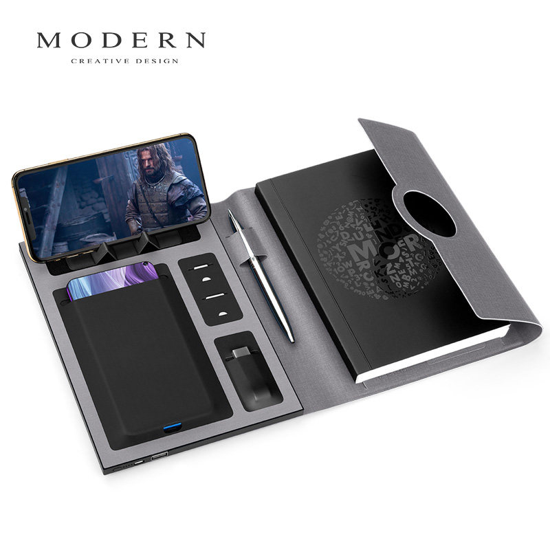 Modern A5 Charging Business Notepad - Customizable Loose-Leaf Inner ...